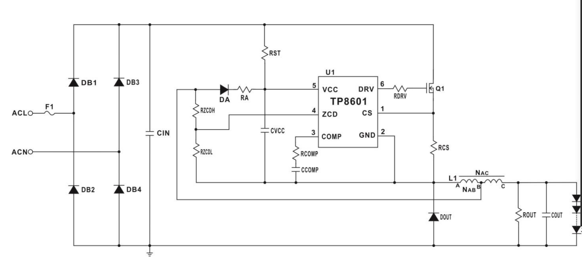 TP8601是一款高功率因数的非隔离降压型LED恒流驱动芯片