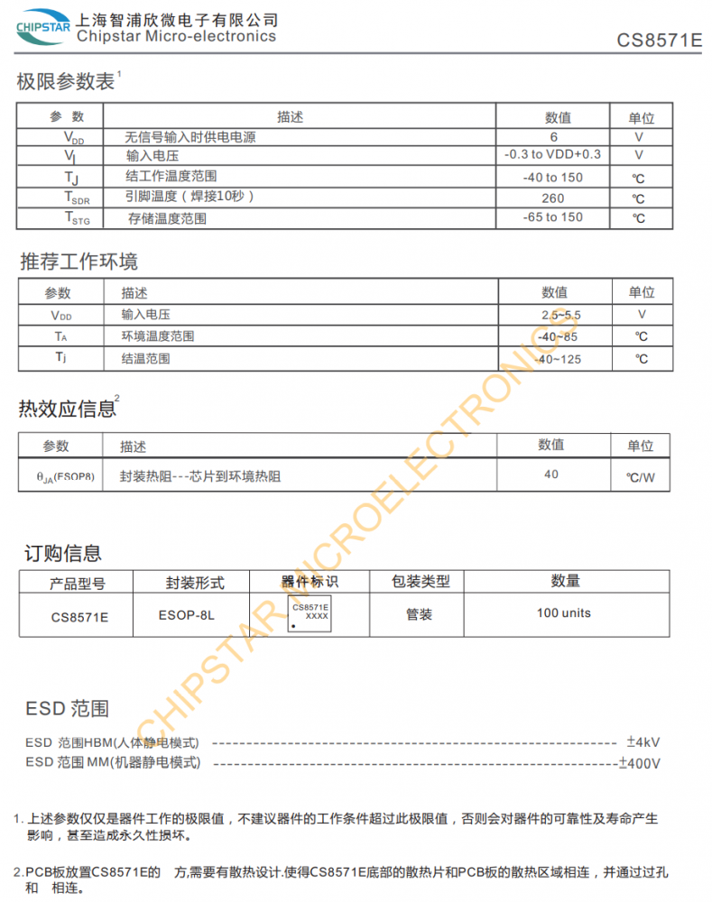 CS8571 ESOP8 AB/D切换,5.2W单声道音频功率放大器